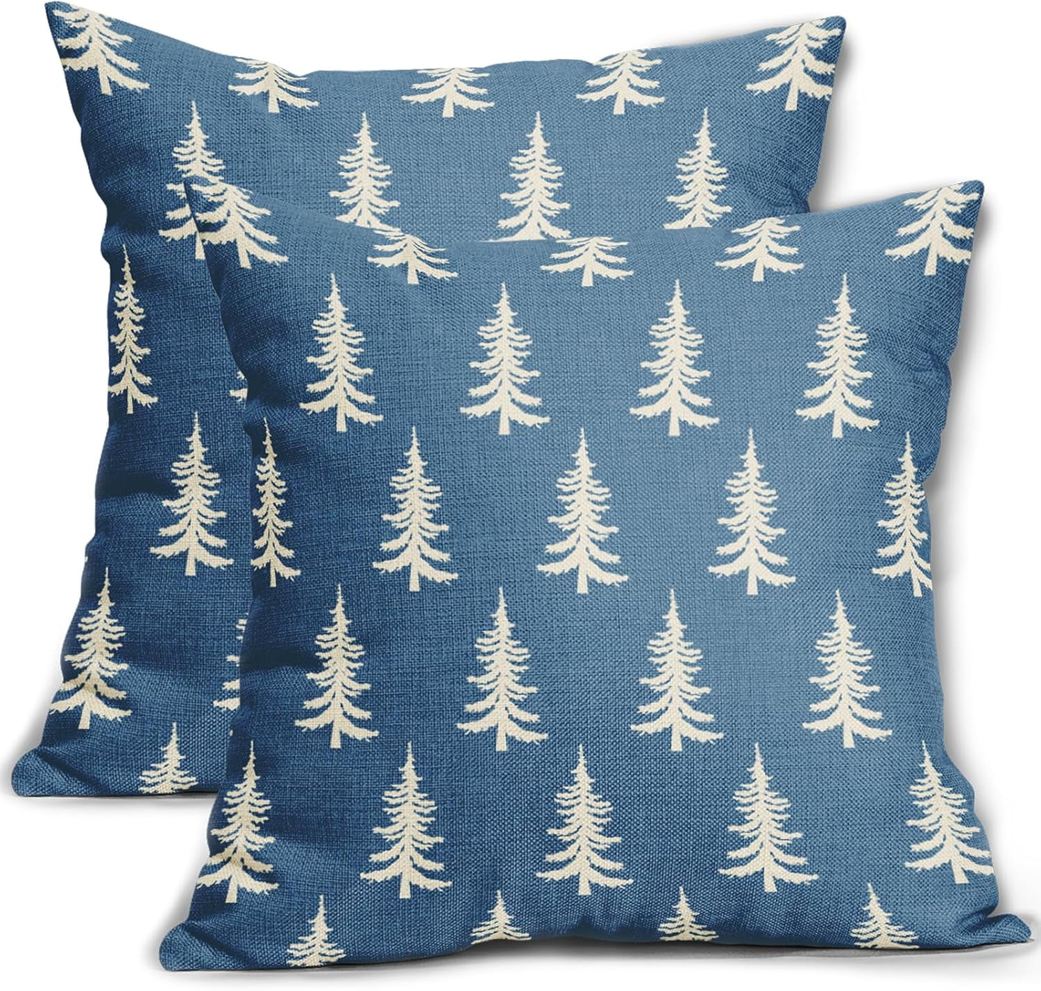 Blue Christmas Tree Pillow Covers 20x20 Set of 2 Modern Rustic Style ...