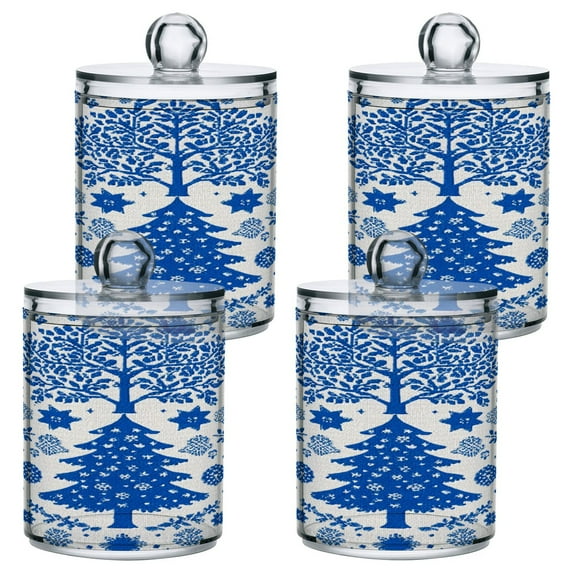 Blue Christmas Tree Reindeer Different Snowflake Translucent Plastic ...