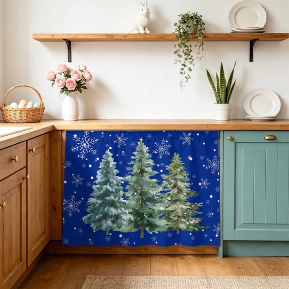 Blue Christmas Tree Sink Skirt 11"Wx13"L,Dustproof Under Sink Curtain ...