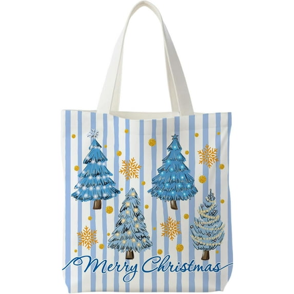 Blue Christmas Tree Tote Bag for Women, Blue and Christmas Snowflake ...