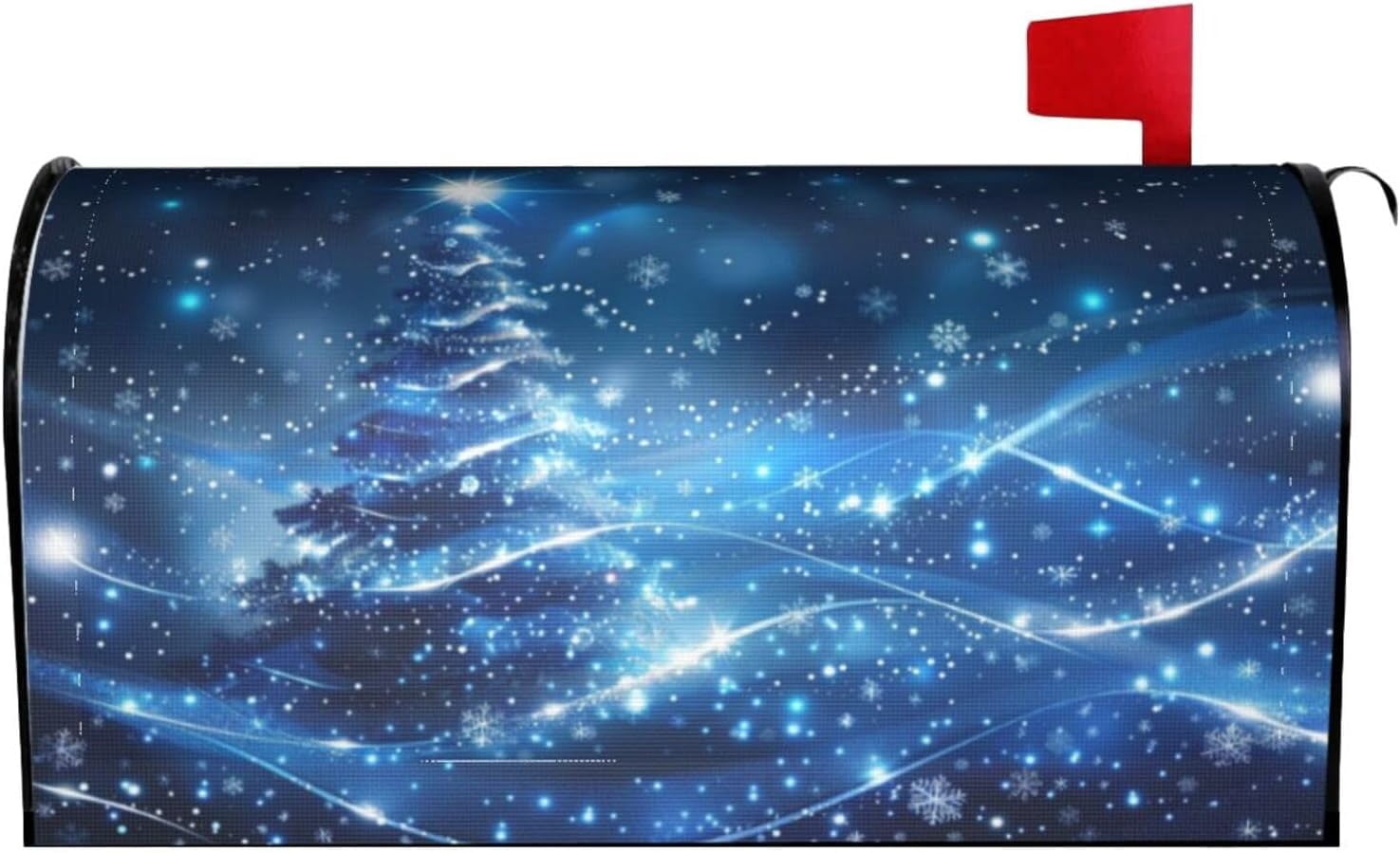 Blue Christmas Tree Welcome Magnetic Mailbox Cover, Xmas Tree Mailbox ...