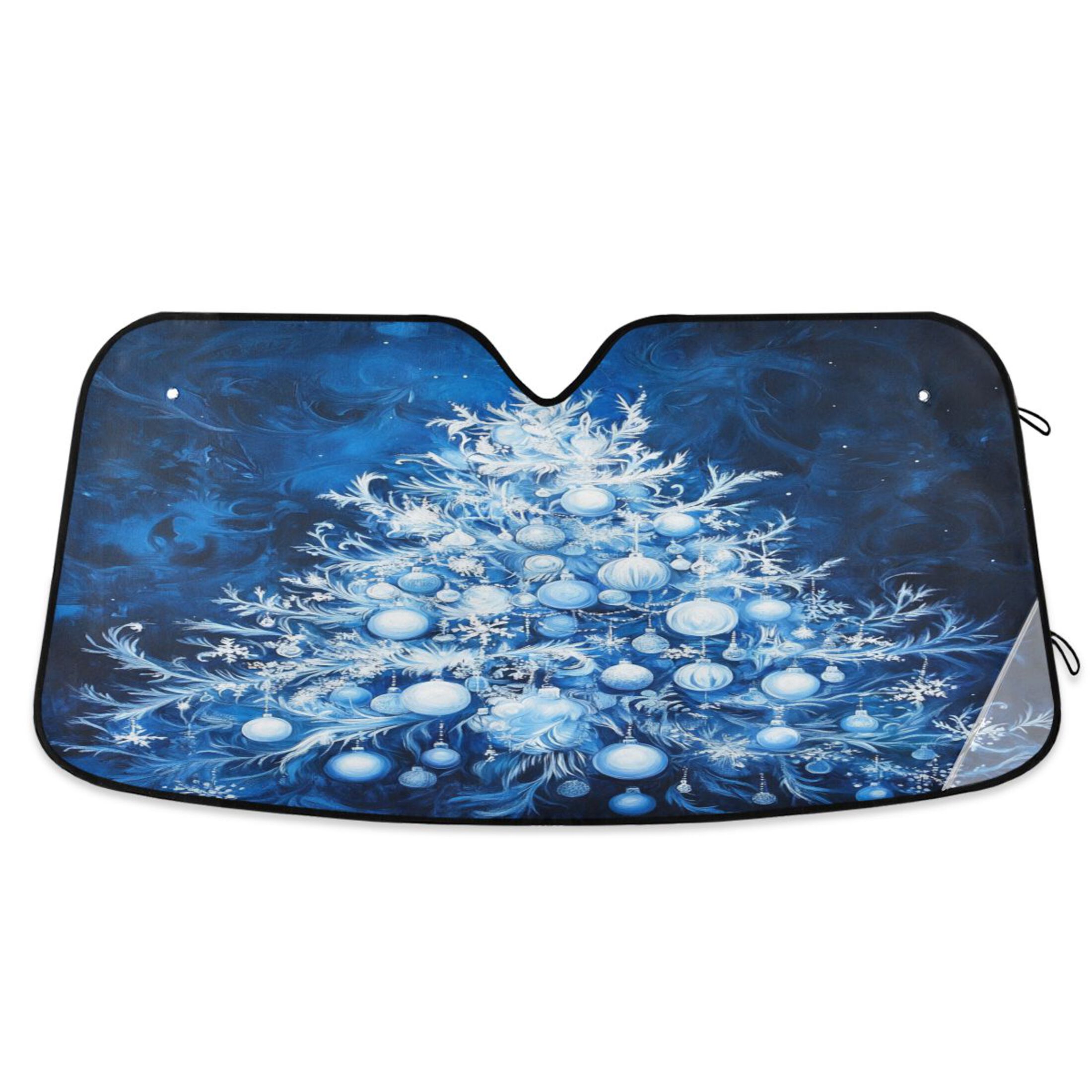 Blue Christmas Tree Windshield Sun Shade Automobile Visor Accordion ...