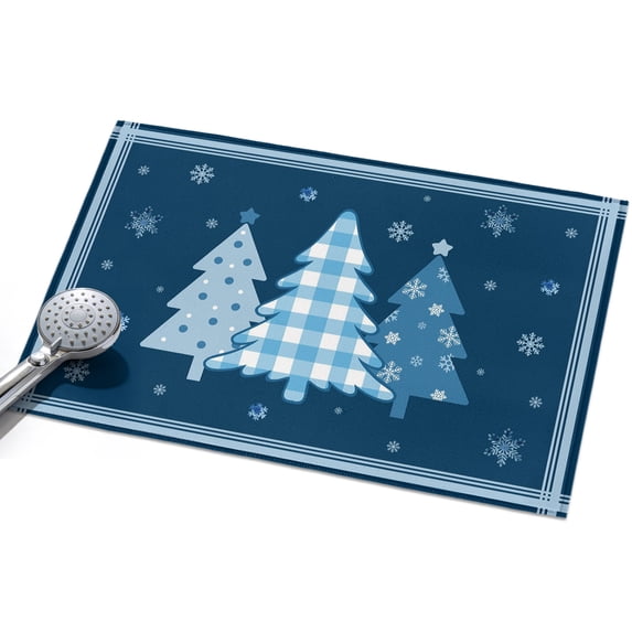 Blue Christmas Trees Entryway Rug 2x3ft Washable Non Slip Bathroom Rug ...