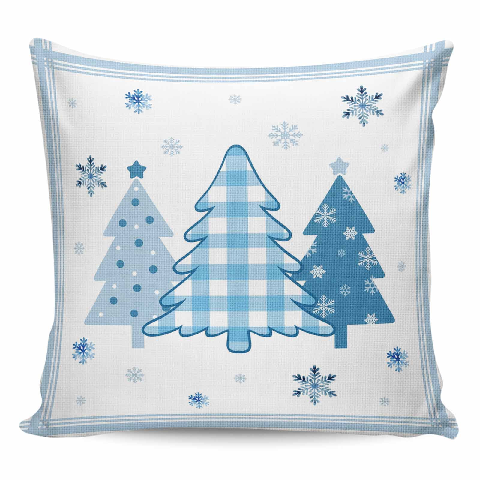 Blue Christmas Trees Pillow Covers 24x24 Inch Decorative Throw Pillow ...