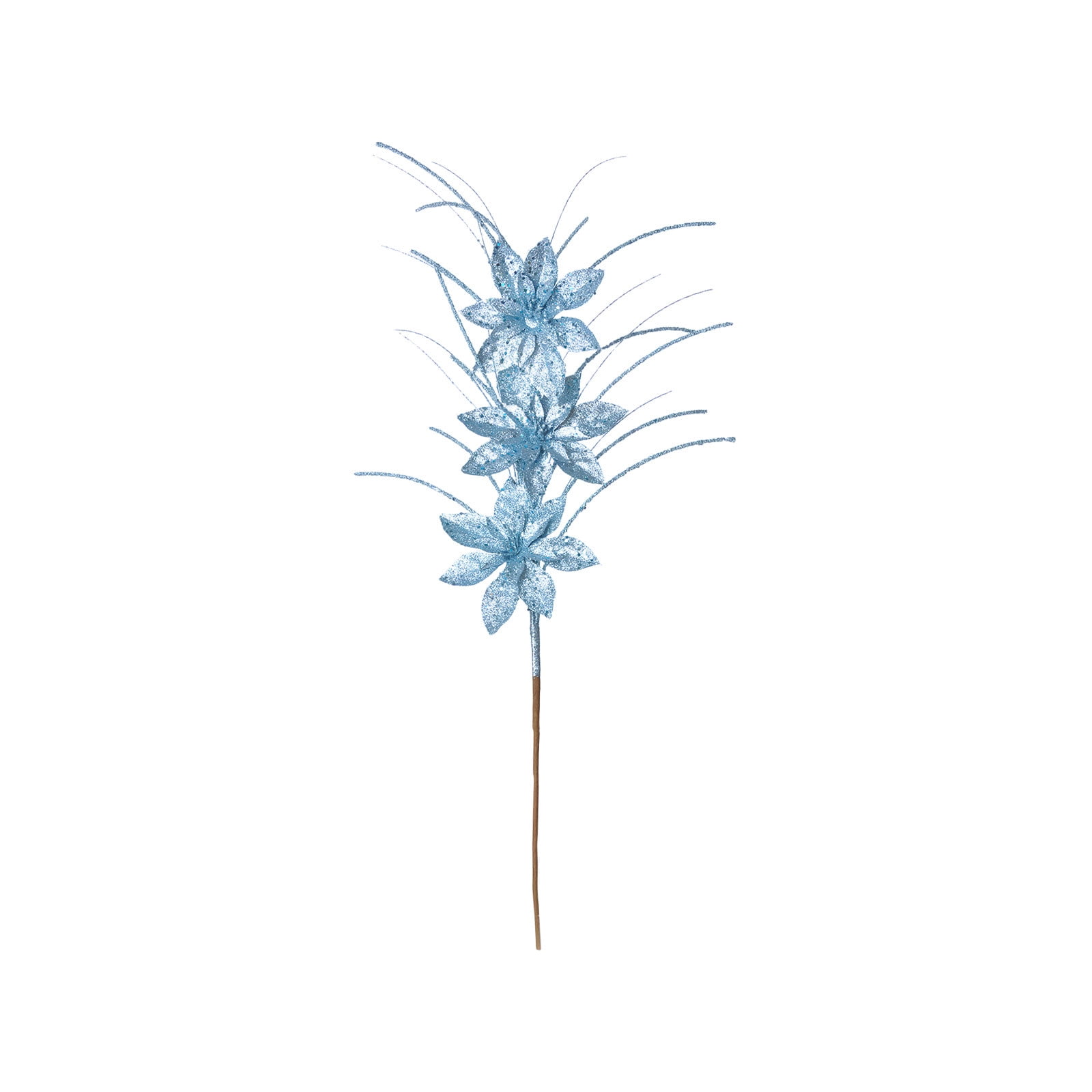 Blue Christmas Triple Flower Branch Cuttings With Gold Powder, Sequins ...