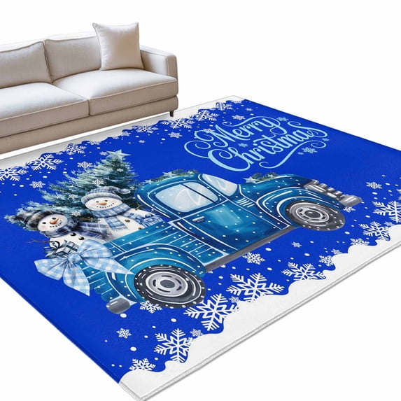 Blue Christmas Truck Washable Rug 4x6 Area Rug for Living Room Bedroom ...