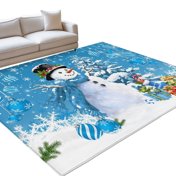 Blue Christmas Washable Rug 3x5 Area Rug for Living Room Bedroom Non ...