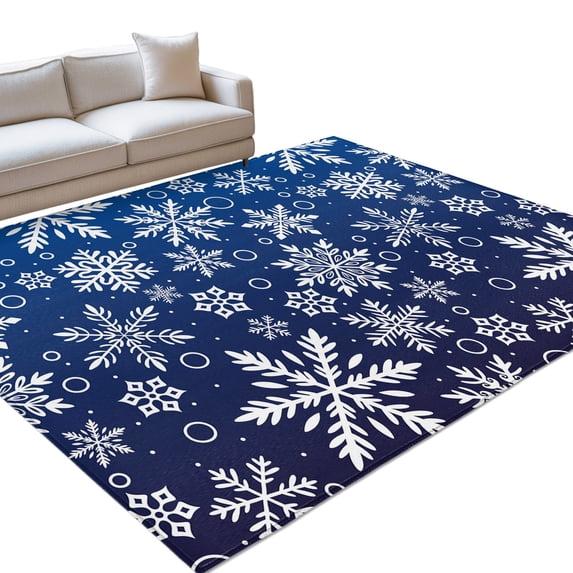 Blue Christmas Washable Rug 4x6 Area Rug for Living Room Bedroom Non ...
