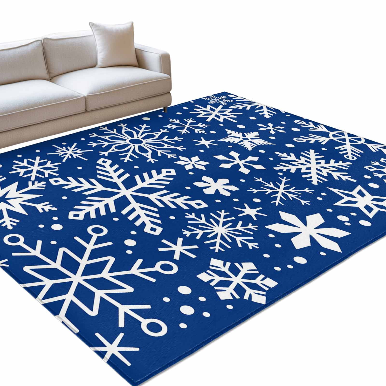 Blue Christmas Washable Rug 5x7 Area Rug for Living Room Bedroom Non ...