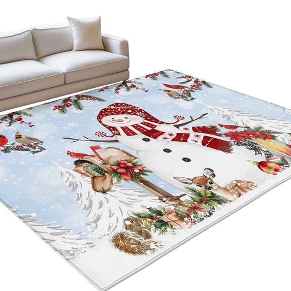 Blue Christmas Washable Rug 5x8 Area Rug for Living Room Bedroom Non ...