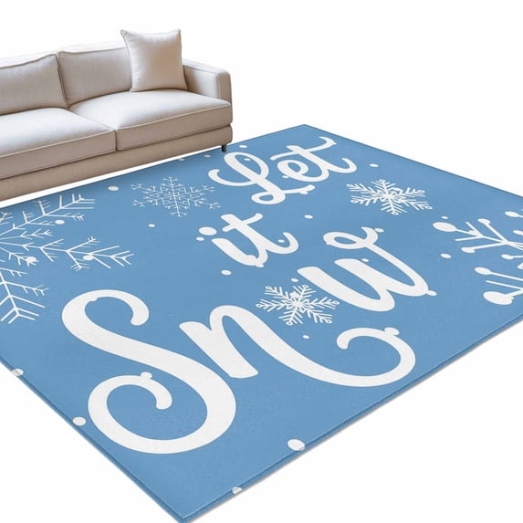 Blue Christmas Washable Rug 6x9 Area Rug for Living Room Bedroom Non ...