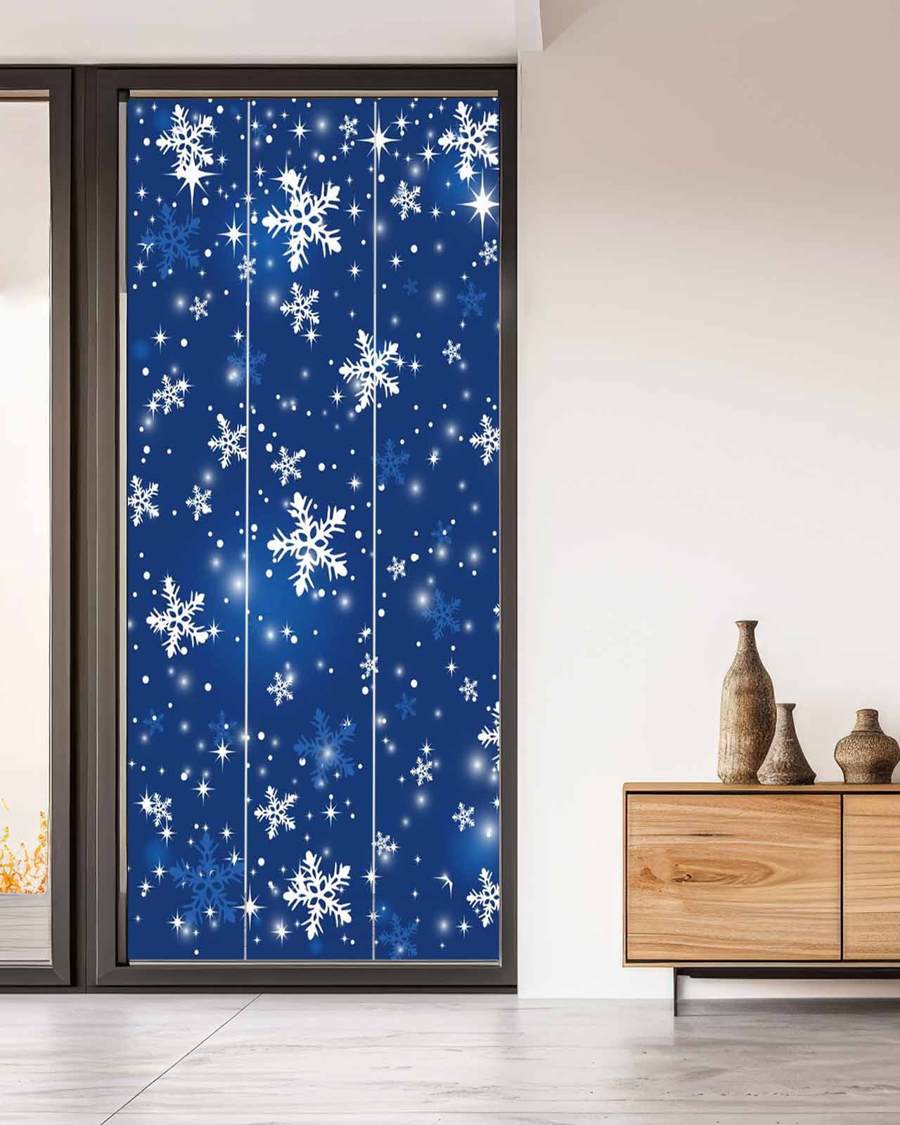 Blue Christmas Window Privacy Film Stained Glass Window Film Decorative ...