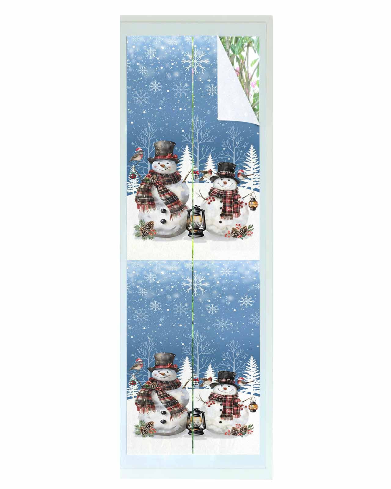 Blue Christmas Window Privacy Film Stained Glass Window Film Decorative ...