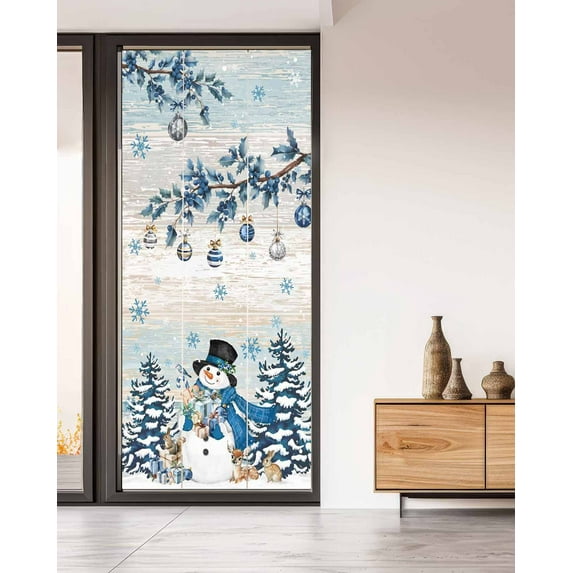 Blue Christmas Window Privacy Film Stained Glass Window Film Decorative ...
