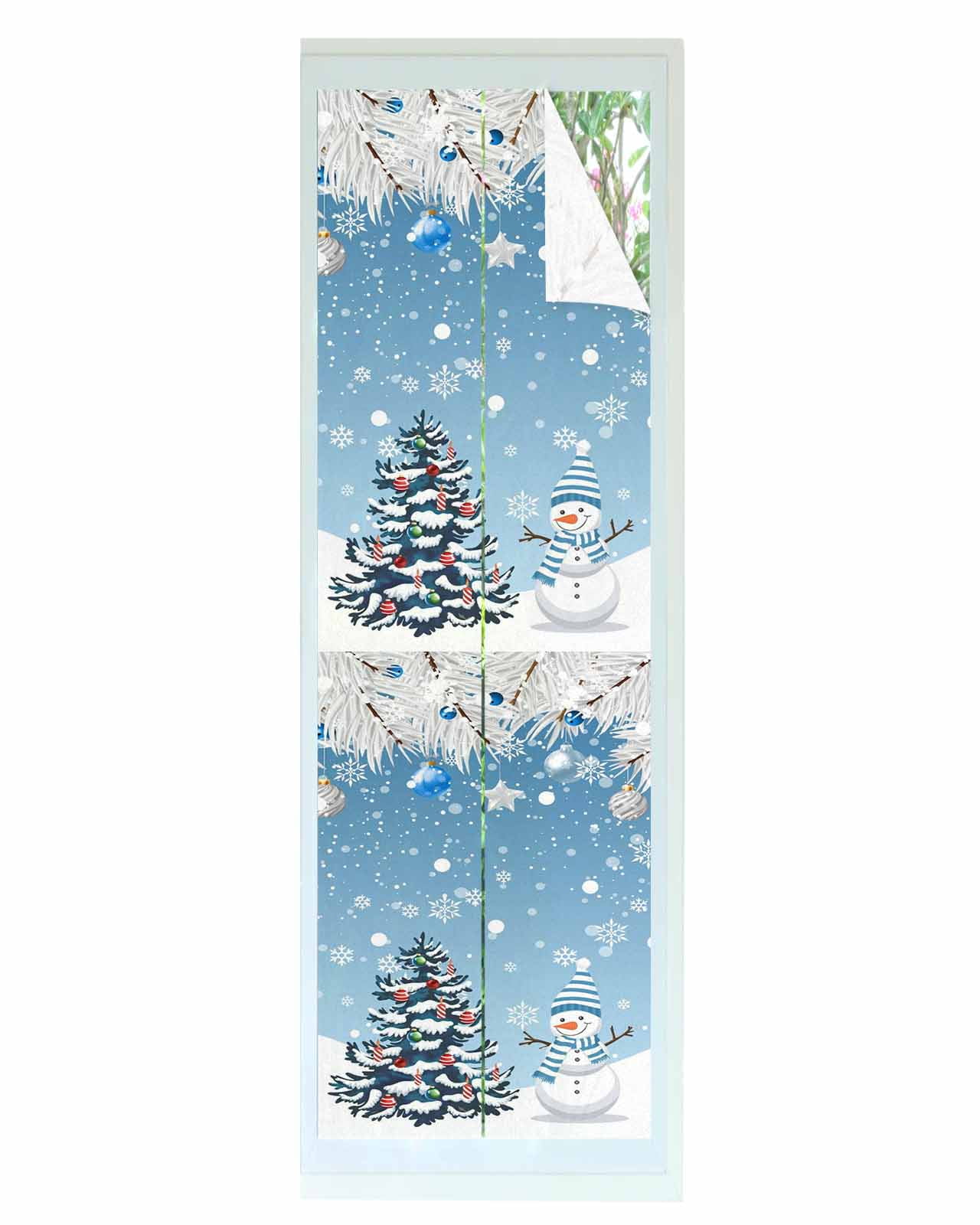 Blue Christmas Window Privacy Film Stained Glass Window Film Decorative ...