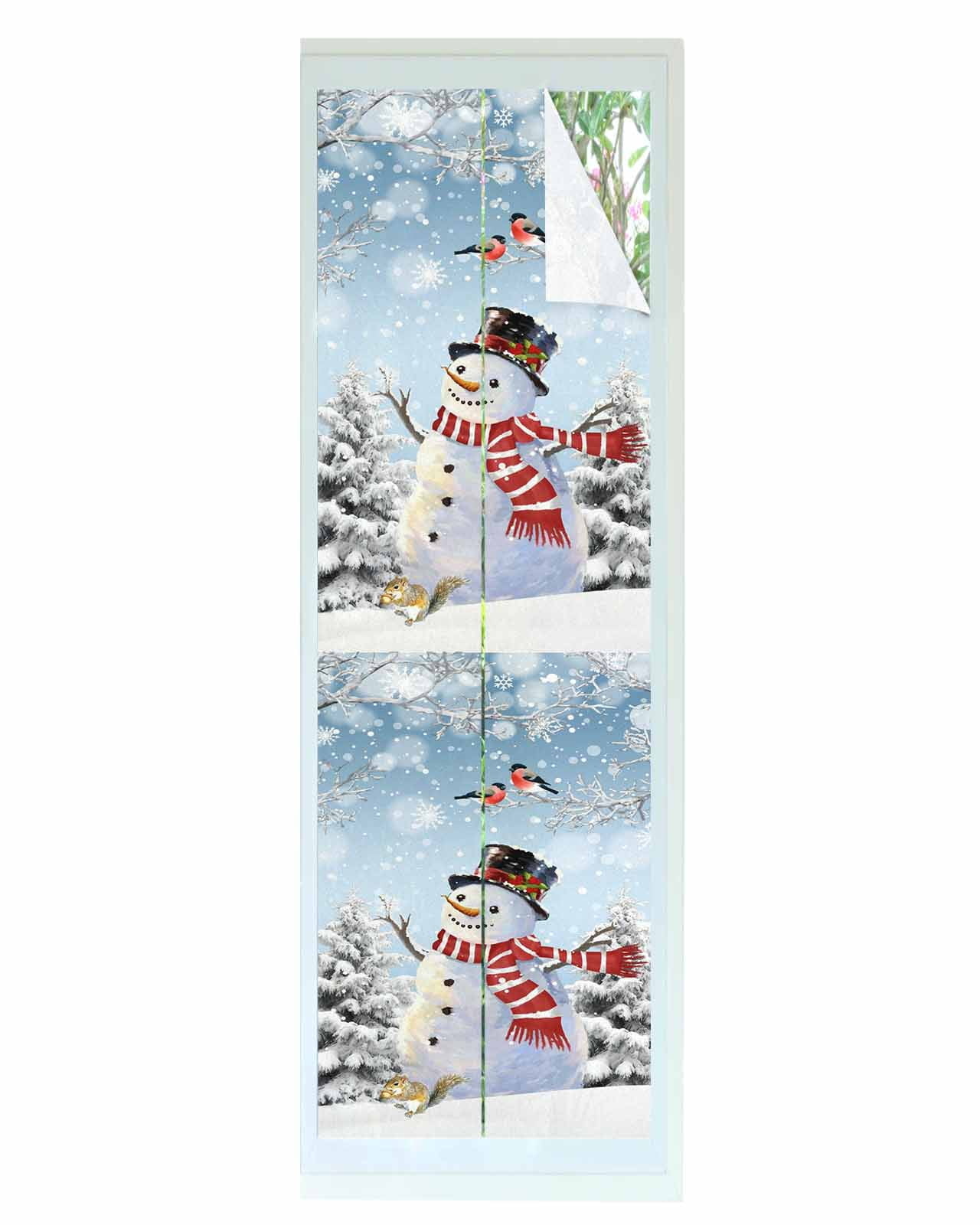 Blue Christmas Window Privacy Film Stained Glass Window Film Decorative ...