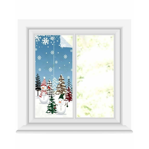 Blue Christmas Window Privacy Film Stained Glass Window Film Decorative ...