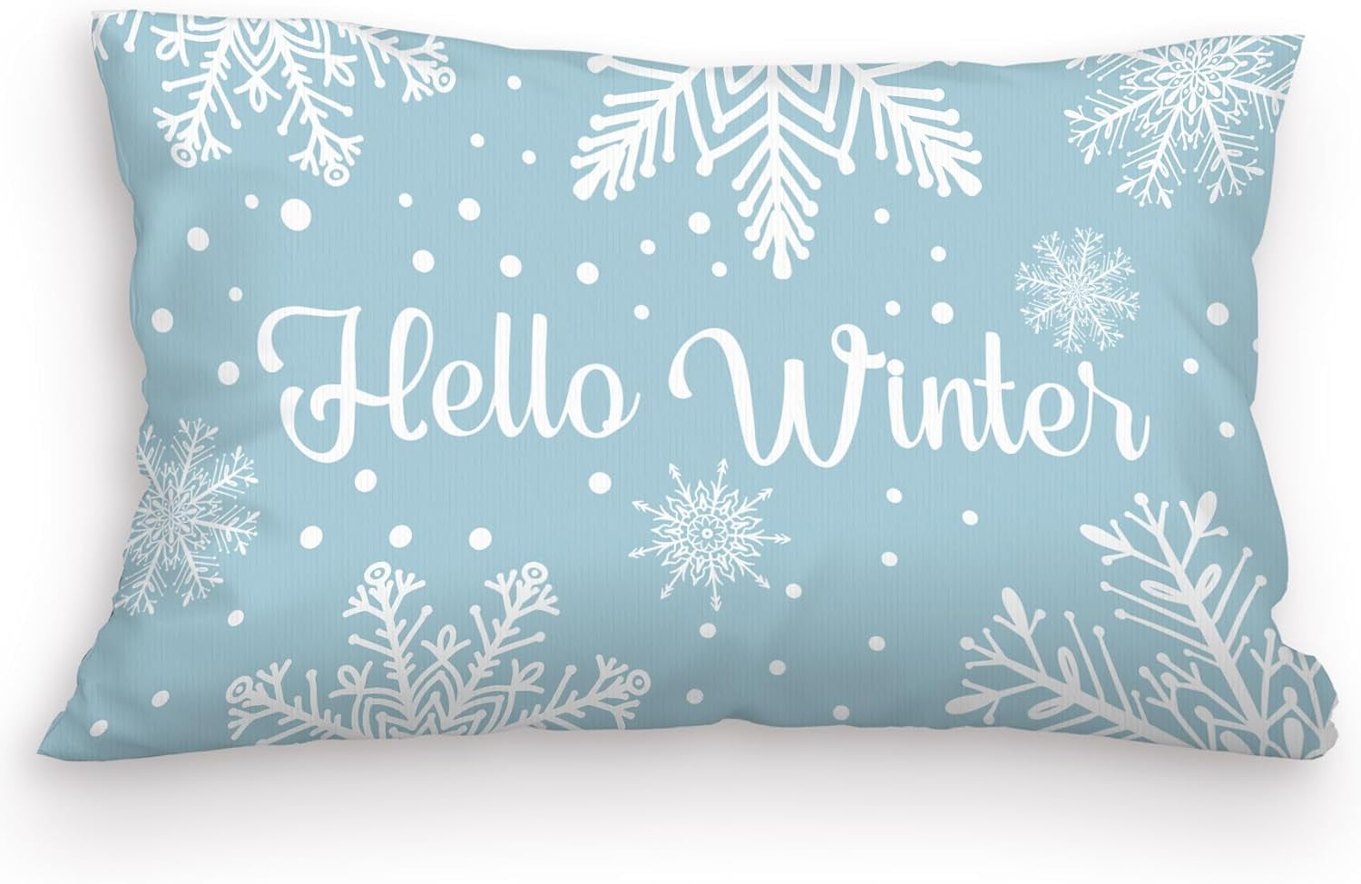 Blue Christmas Winter Pillow Covers 12x20, Hello Winter Snow Snowflake ...