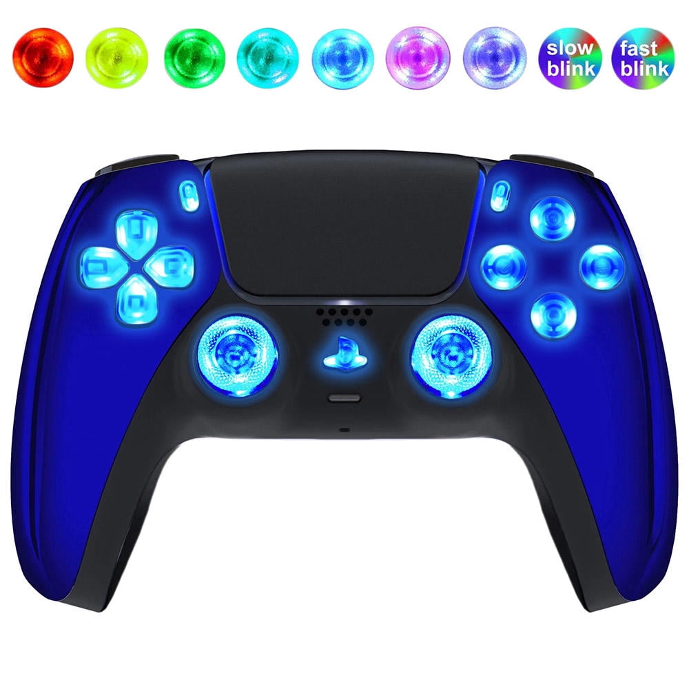 Blue Chrome Silent Modz LED Light Up Buttons Wireless Custom Controller ...