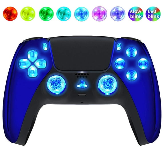 Blue Chrome Silent Modz LED Light Up Buttons Wireless Custom Controller ...