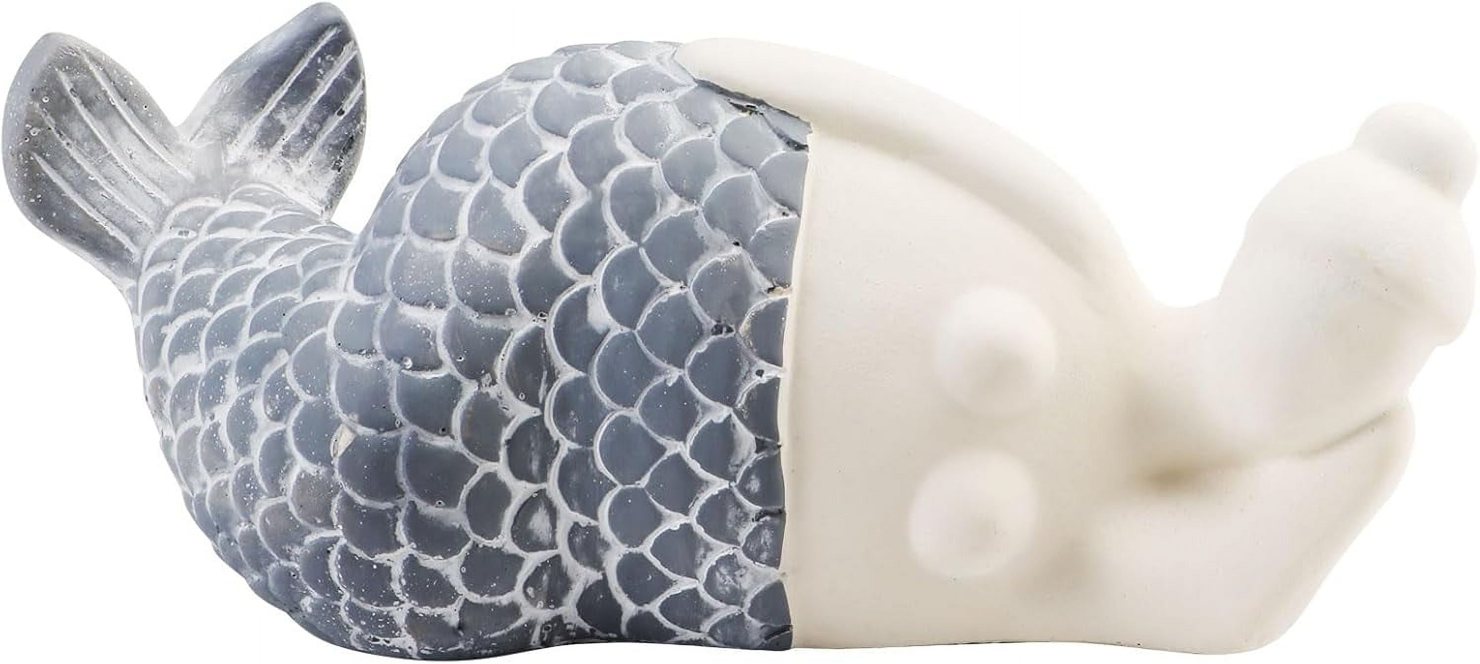 Blue Chubby Little Mermaid Figurines，Lying Mermaid Statue Outdoor ...