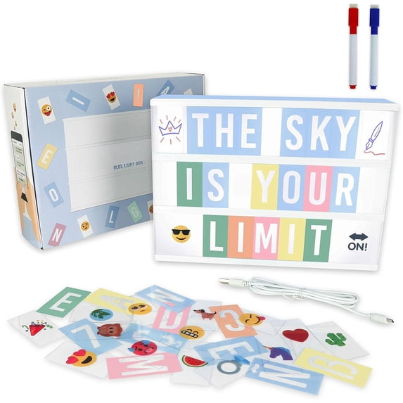 Blue Cinema Light Box with 400 Letters, Emojis and 2 Markers. Light Box ...