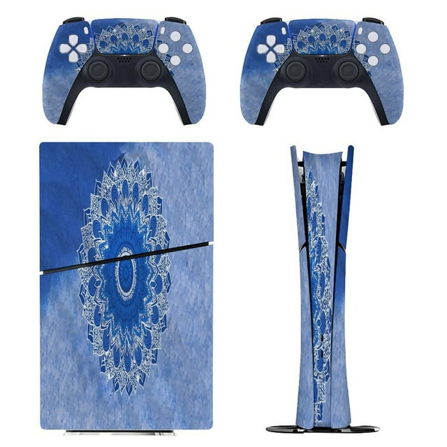 Blue Circle Floral Mandala Texture PS5/PS5 Pro/PS5 Slim Digital Disc ...