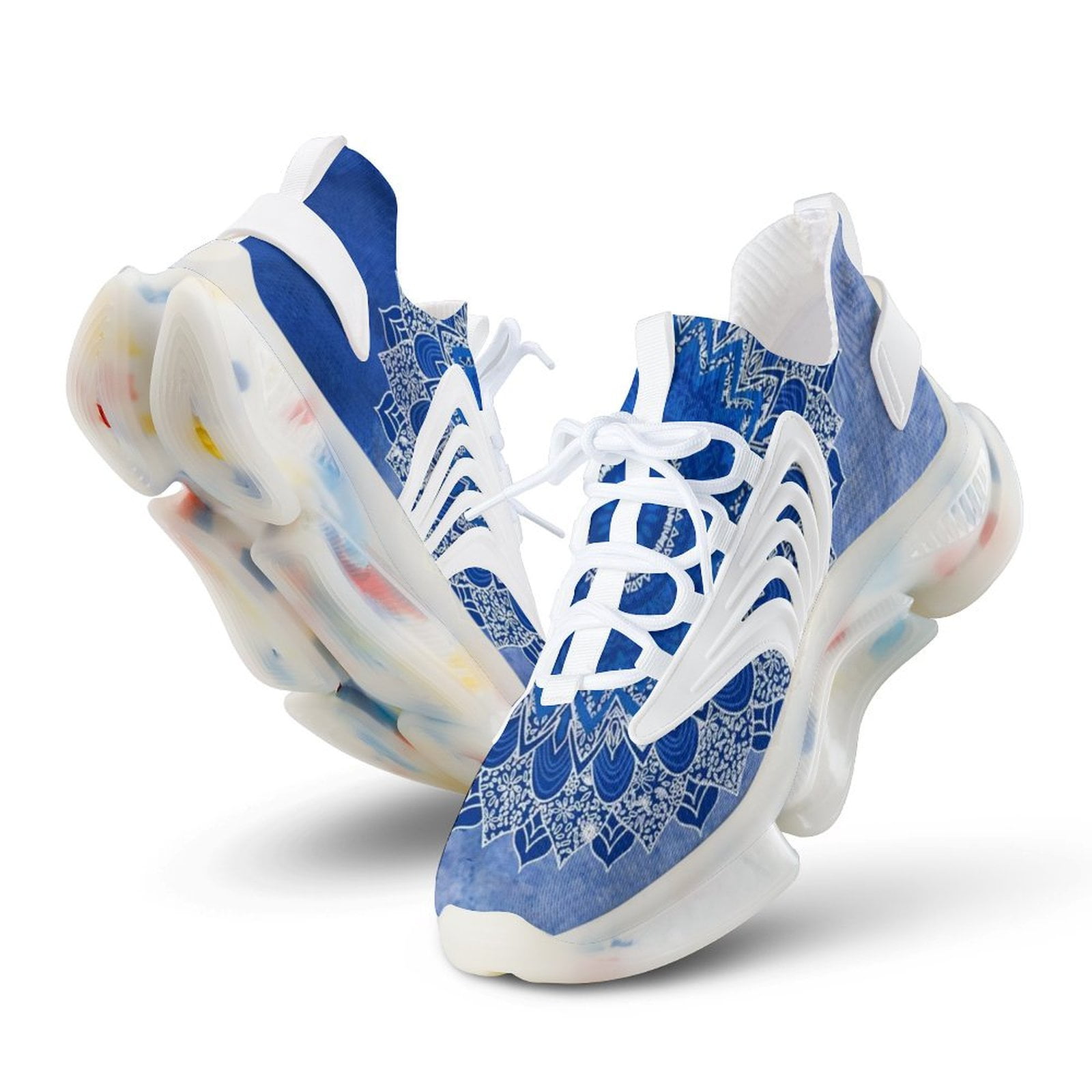 Blue Circle Floral Mandala Texture Walking Shoes for Men Woman ...