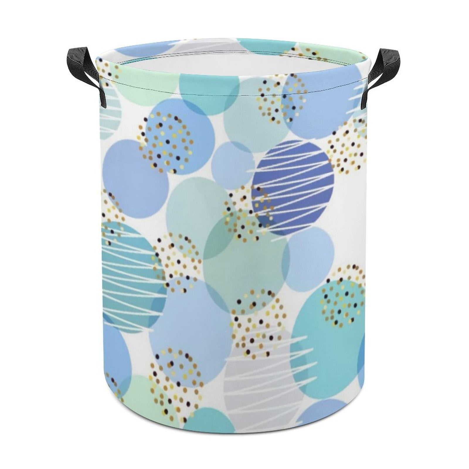 Blue Circle Laundry Bag, Collapsible Round Laundry Hamper with Handle ...