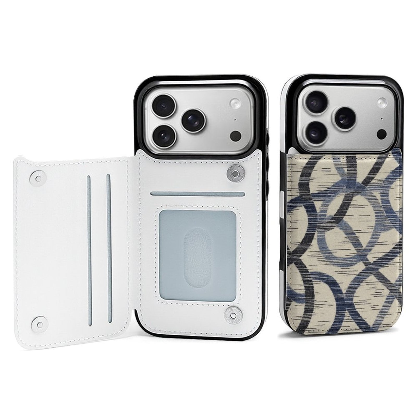 Blue Circles Cream Background Fabric Leather Wallet Case for iPhone 11 ...