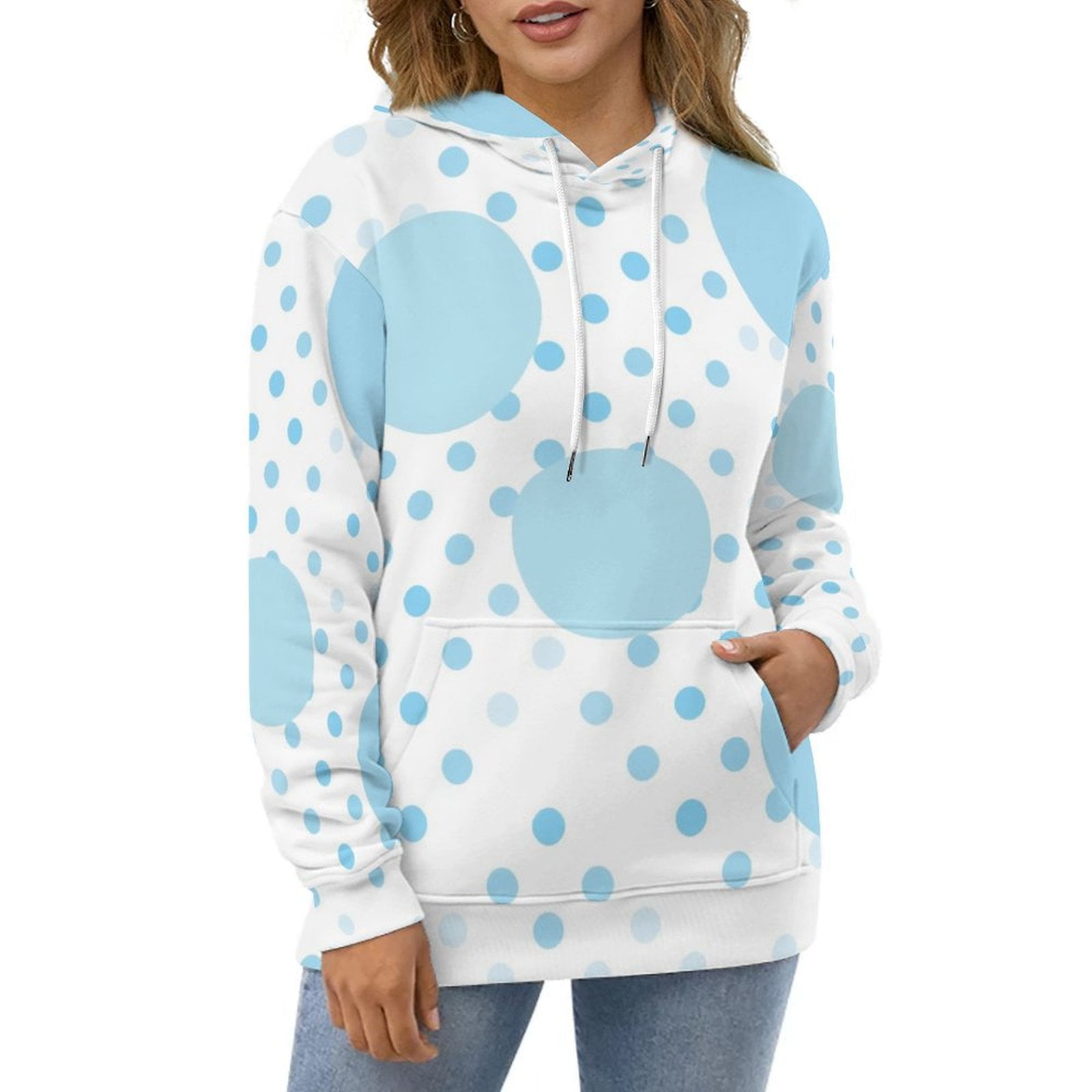 Blue Circles Dots Pattern Hoodies Long-Sleeve Spring Fashion Oversize ...