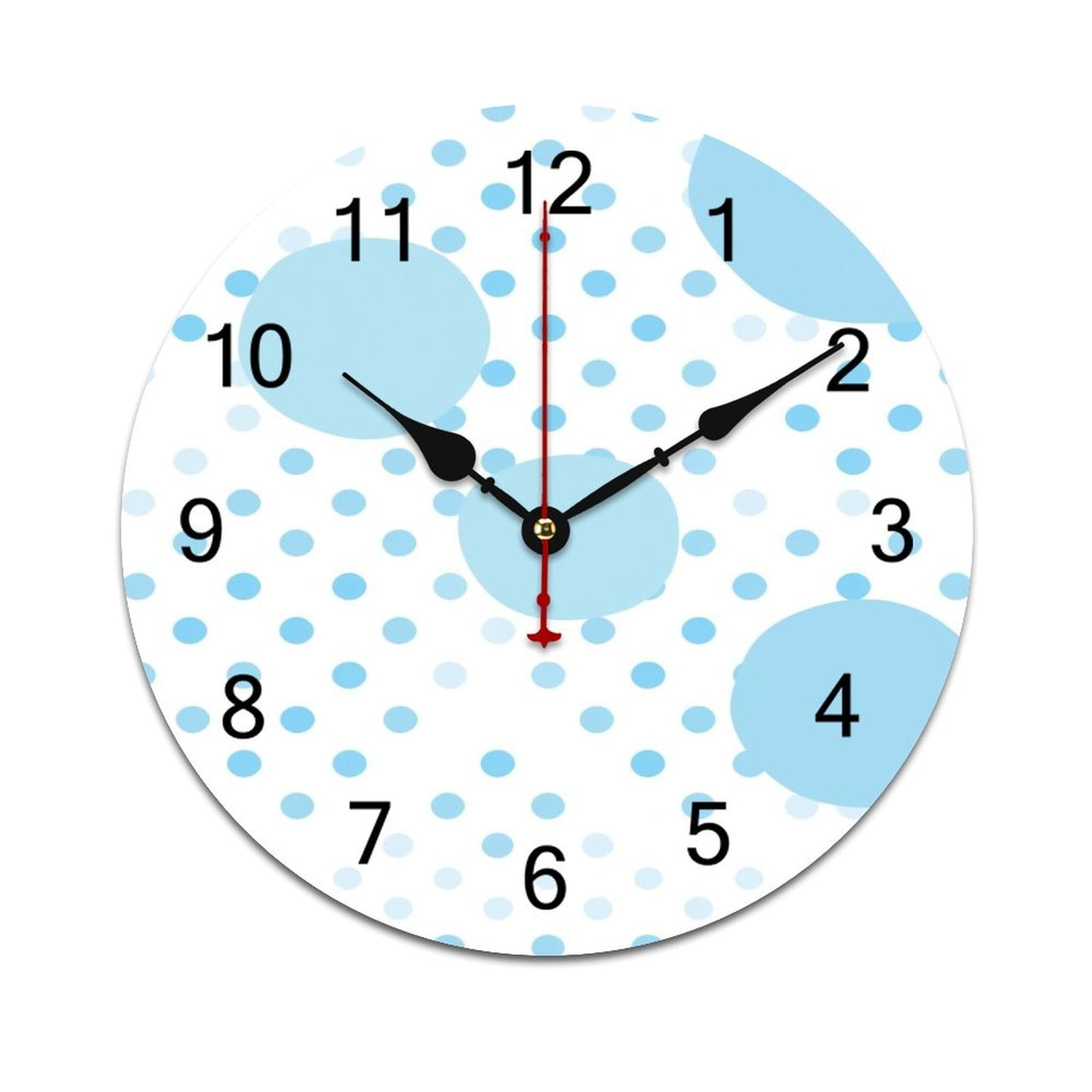 Blue Circles Dots Pattern Time Decorative Wall Clocks Round Large Wall Watch Bedroom Home Decor ...