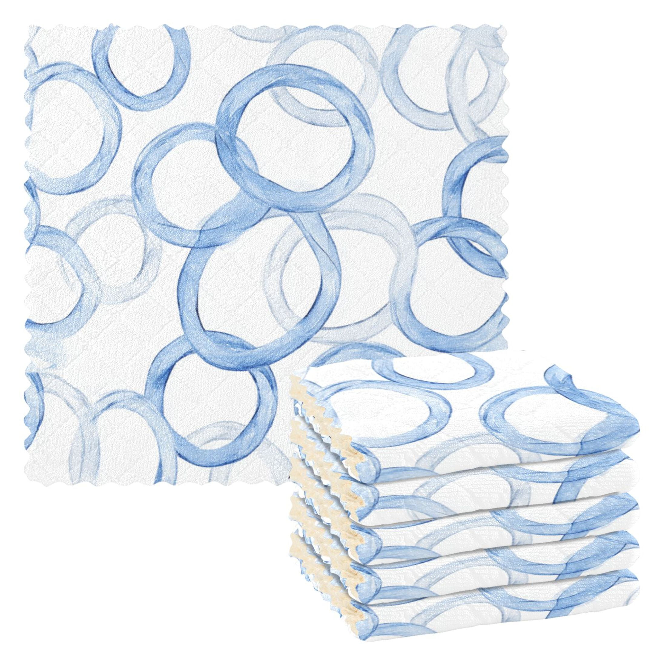 Blue Circular Patterns 6 Pack Kitchen Cleaning Cloths 11'' x 11 ...