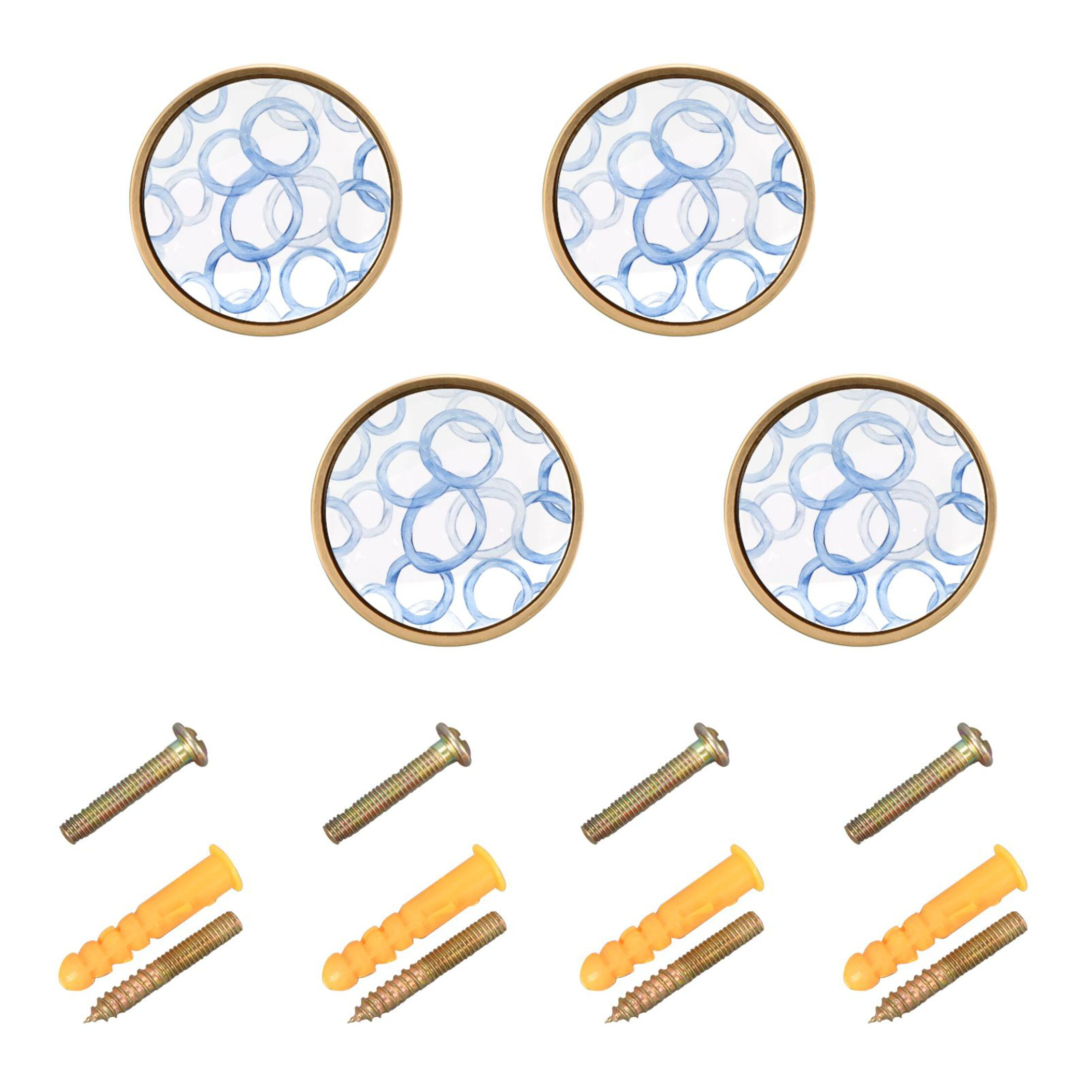 Blue Circular Patterns Cabinet Furniture Knobs Drawer Metal Pulls 1 ...