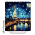 Blue City Bathroom Shower Curtains with 12 Hooks Polyester Waterproof ...