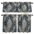 Blue Classic Kitchen Curtains Valance and Tier Set Medieval Retro ...