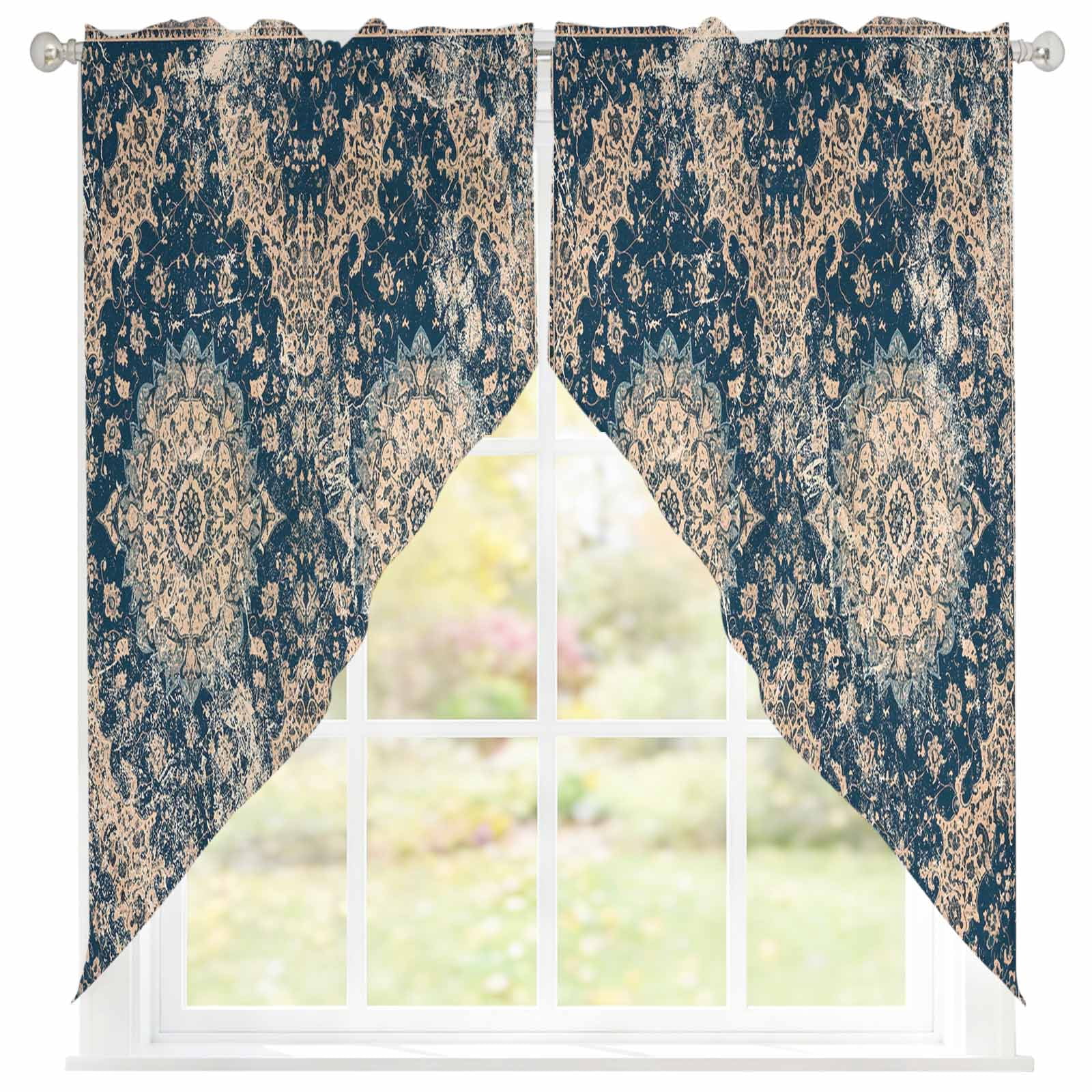 Blue Classic Sheer Curtains Swag Valances for Windows Medieval Retro ...