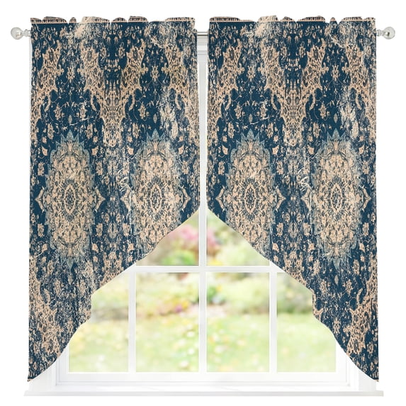 Blue Classic Sheer Curtains Swag Valances for Windows Medieval Retro ...