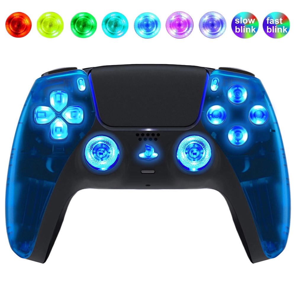 Blue Clear Silent Modz LED Light Up Buttons Wireless Custom Controller ...