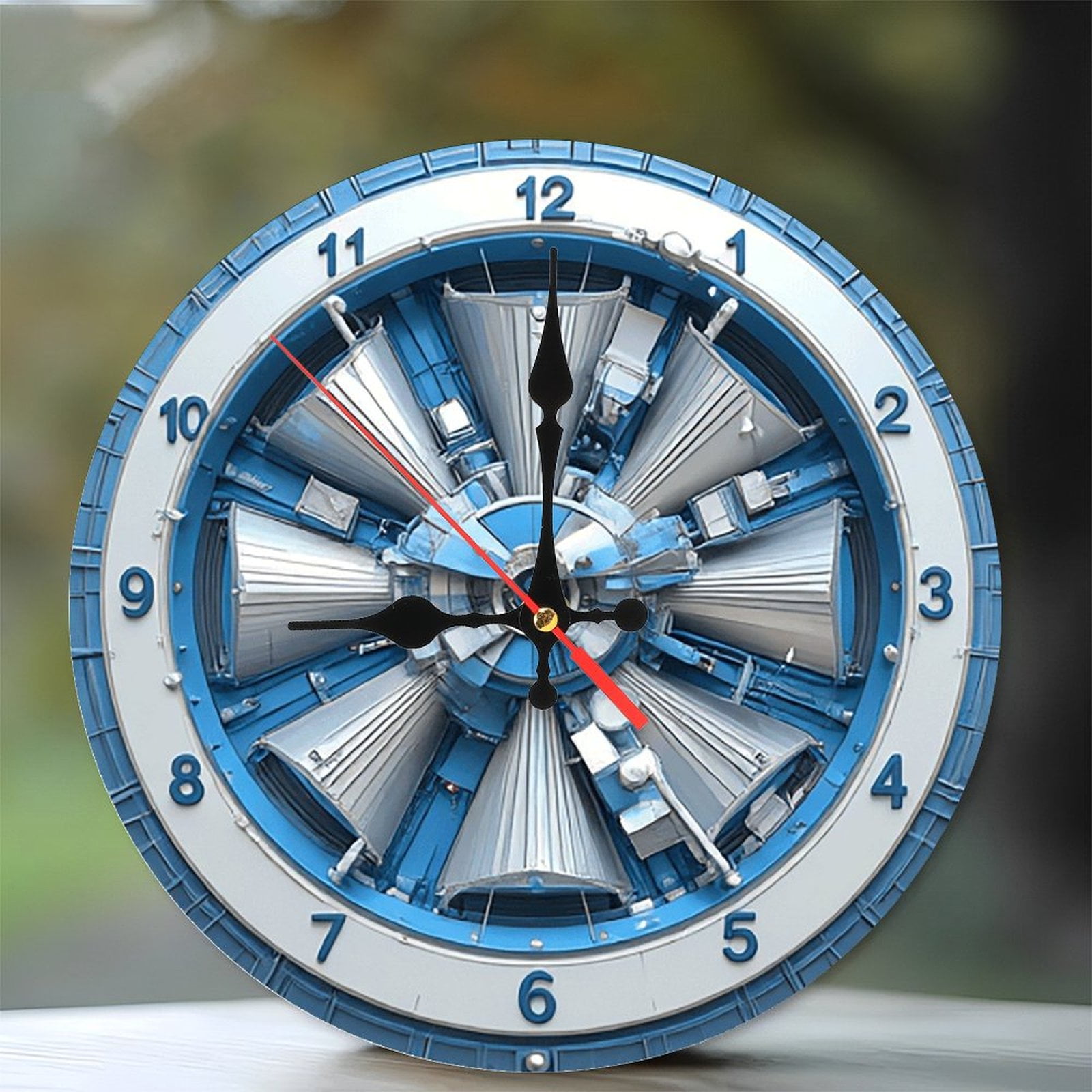 Blue Clock Wall Art Home Decor 10-Inch Silent Wooden Wall Clock ...