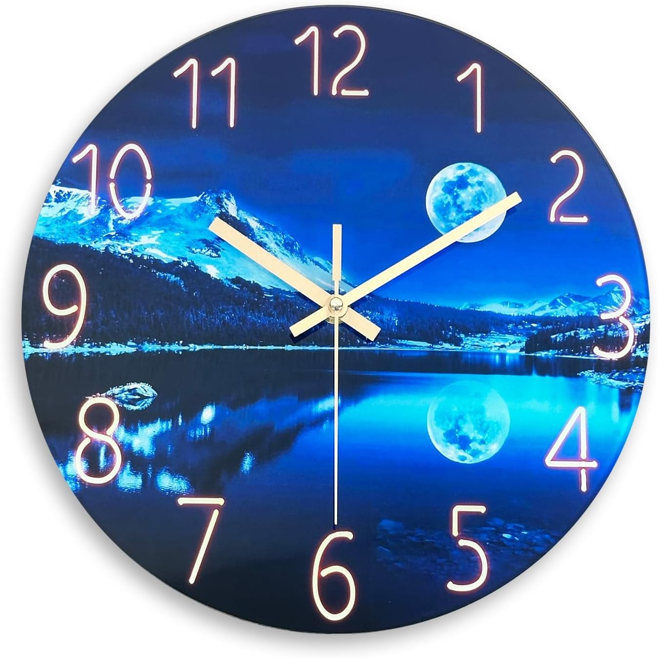 Blue Clocks for Living Room - 14 Inch Analog Wall Clock Battery ...
