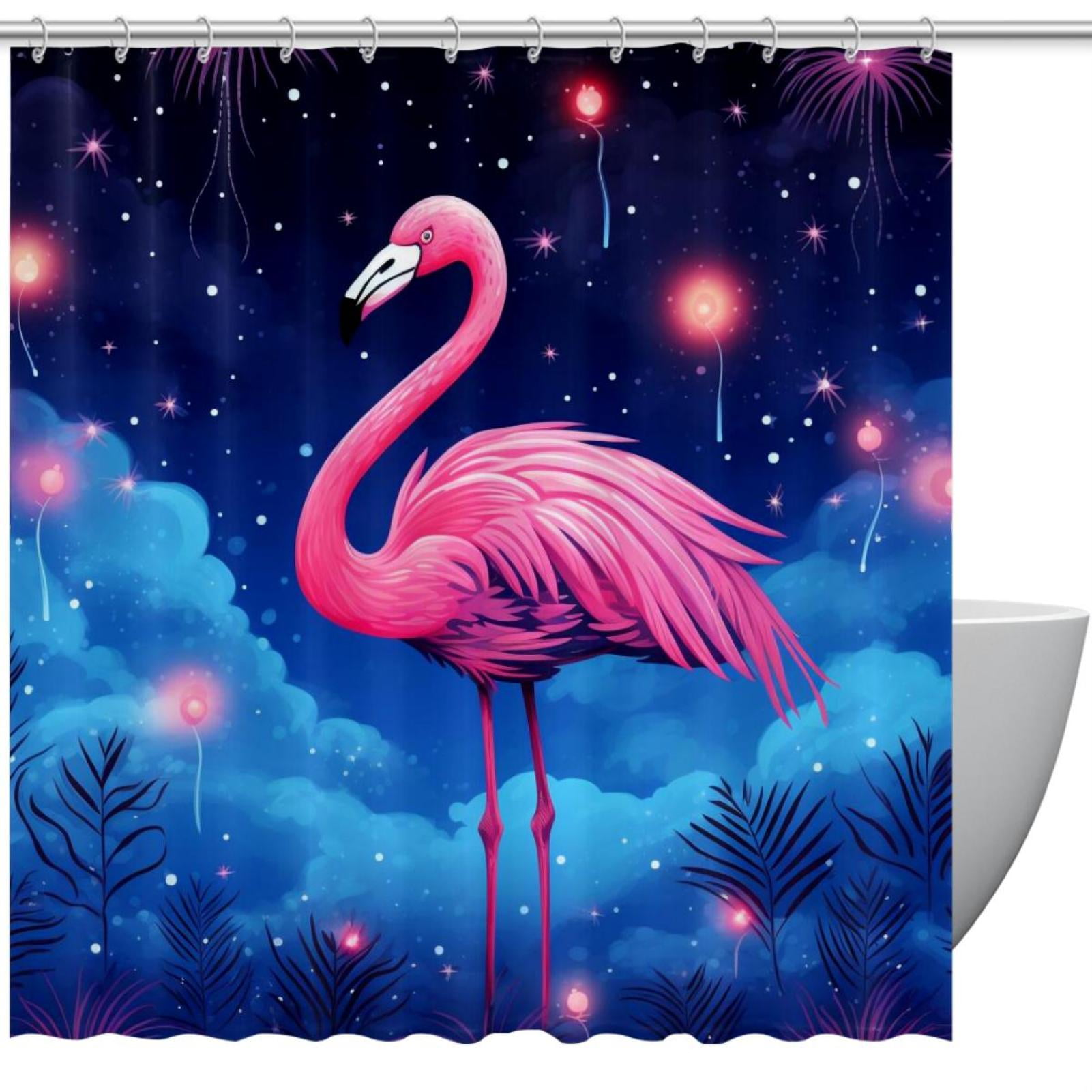 Blue Cloud and Mist Flamingo Shower Curtain for Bathroom, Aesthetics Patterns Curtain Bathroom ...