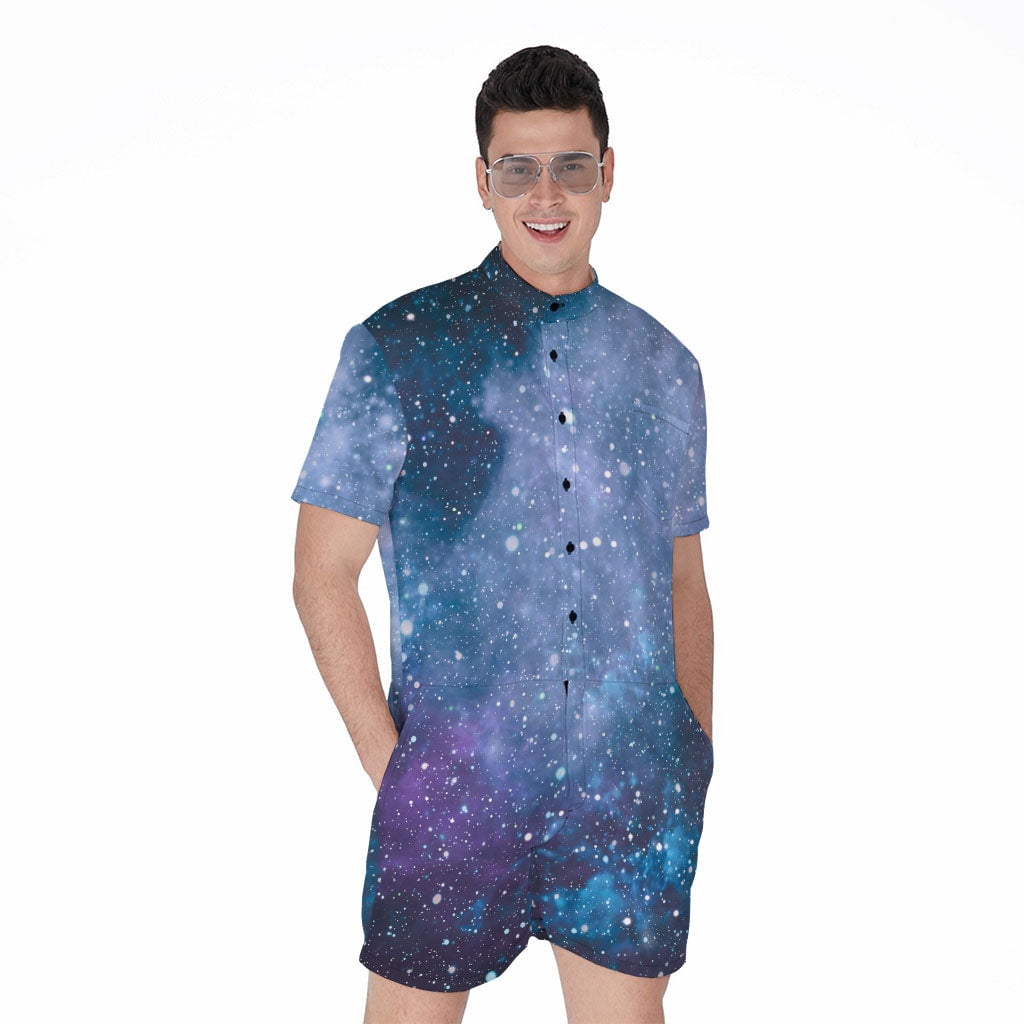 Blue Cloud Starfield Galaxy Space Short Sleeve Men'S Rompers, Galaxy ...