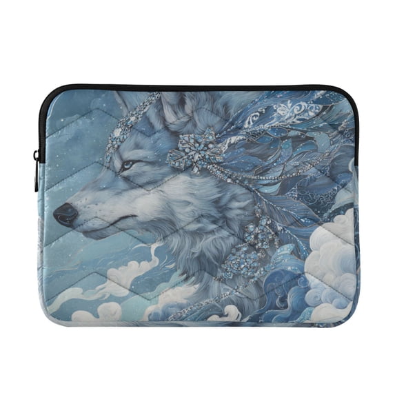 Blue Clouds Around Wolf Quilted Laptop Protective Cases Computer ...