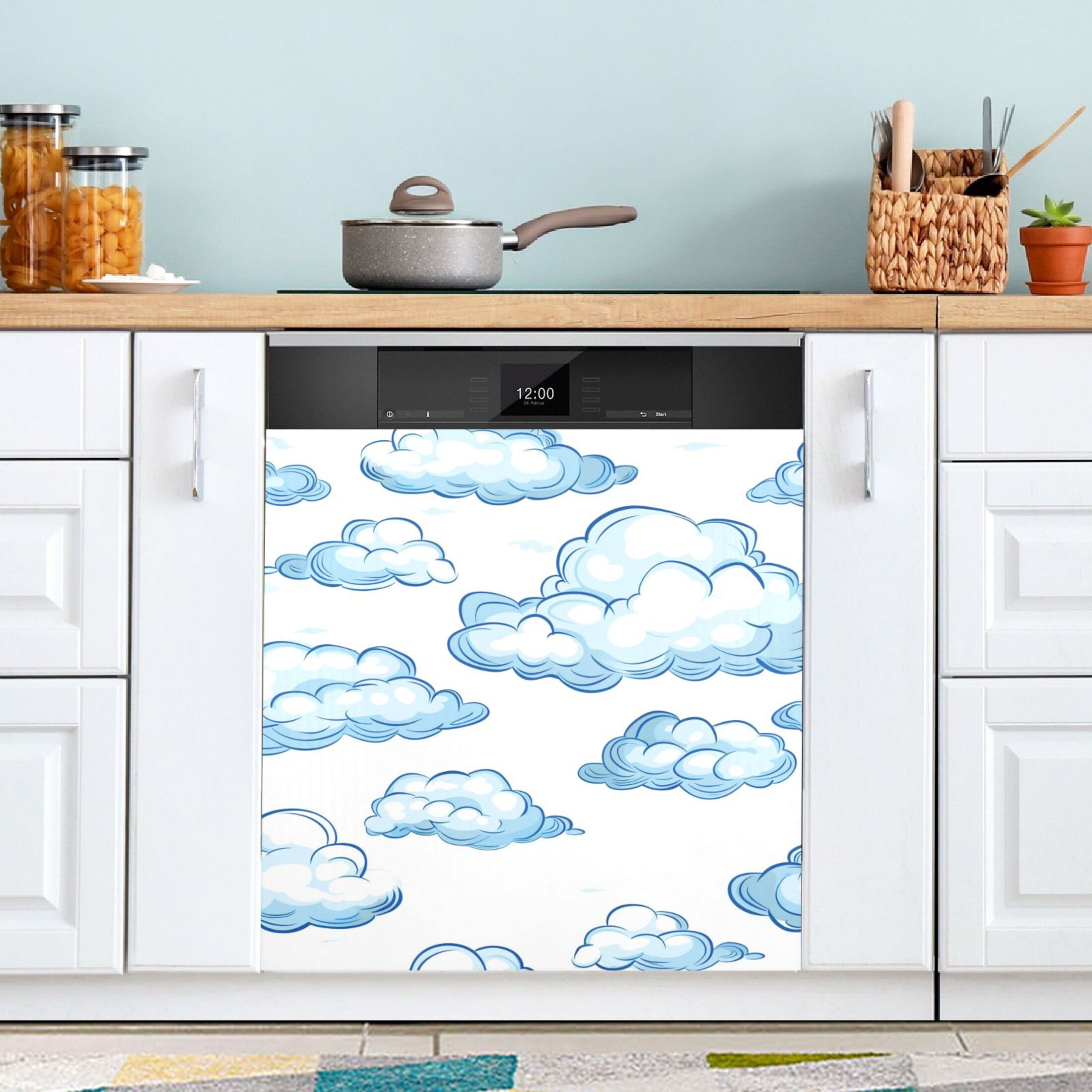 Blue Clouds Dishwasher Magnet Refrigerator Magnetic Cover Washing ...