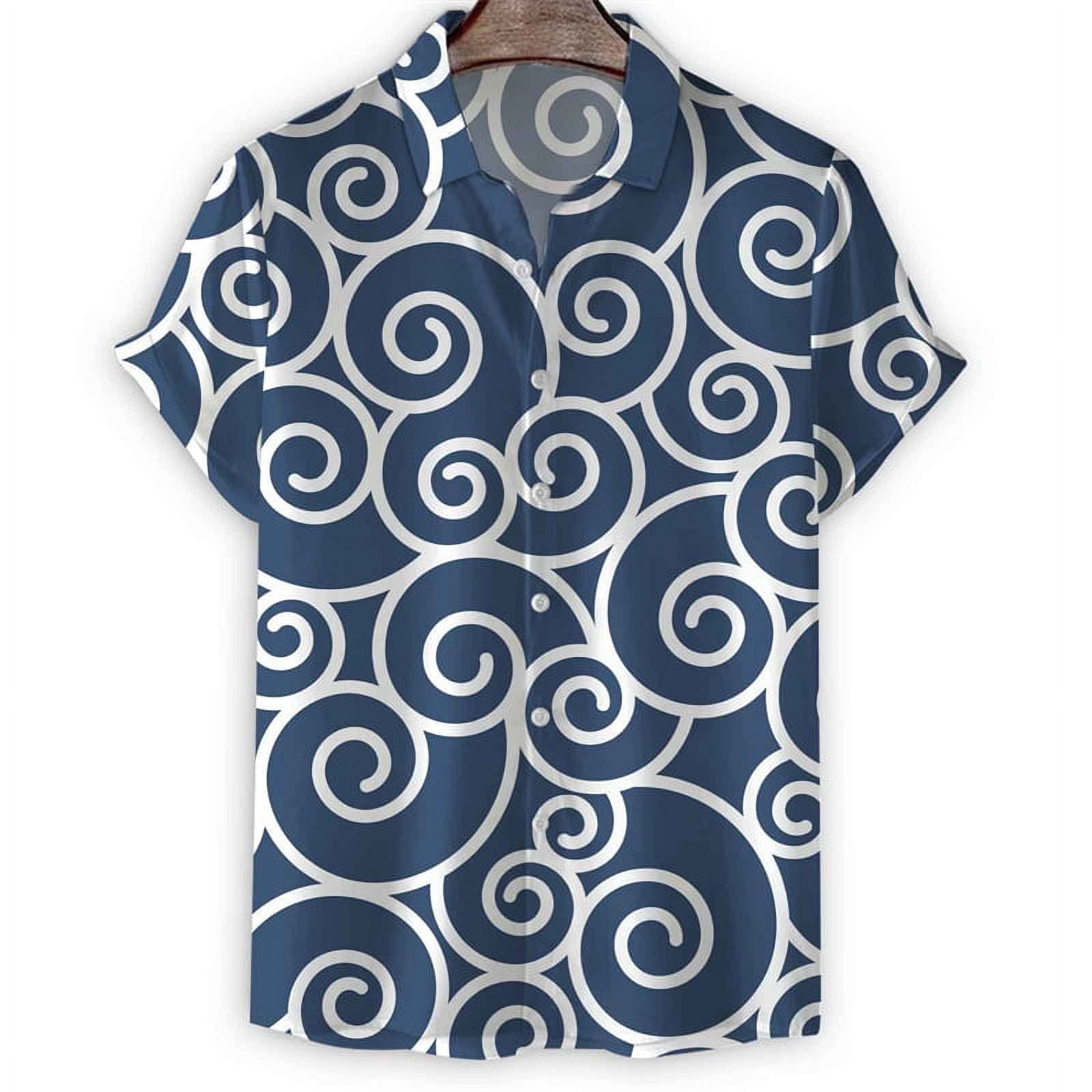 Blue Clouds Flower Geometry 3d Print Shirt Men Summer Beach Hawaiian ...