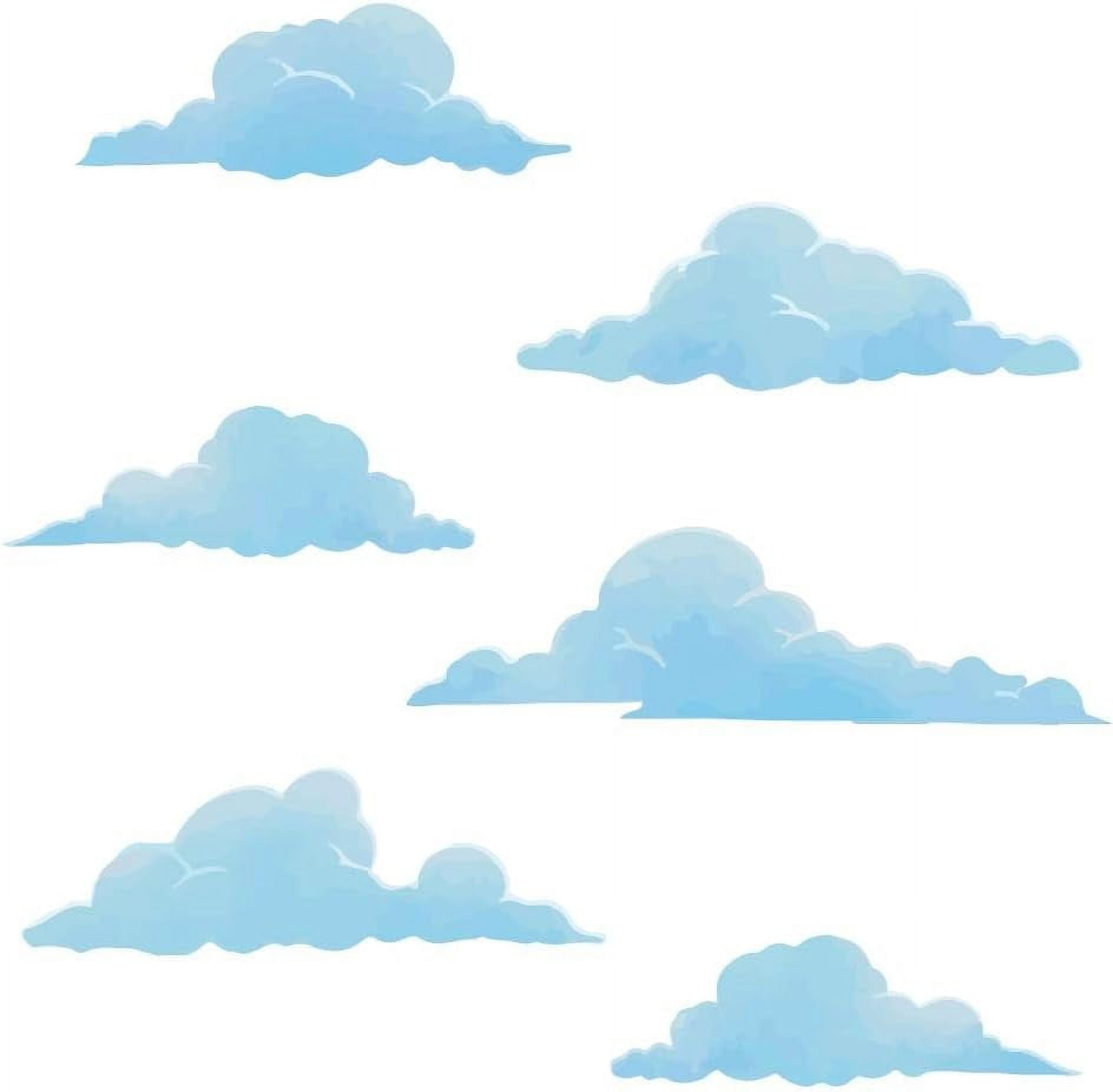 Blue Clouds Wall Stickers Decor Watercolor Clouds Kids Wall Decals Peel ...