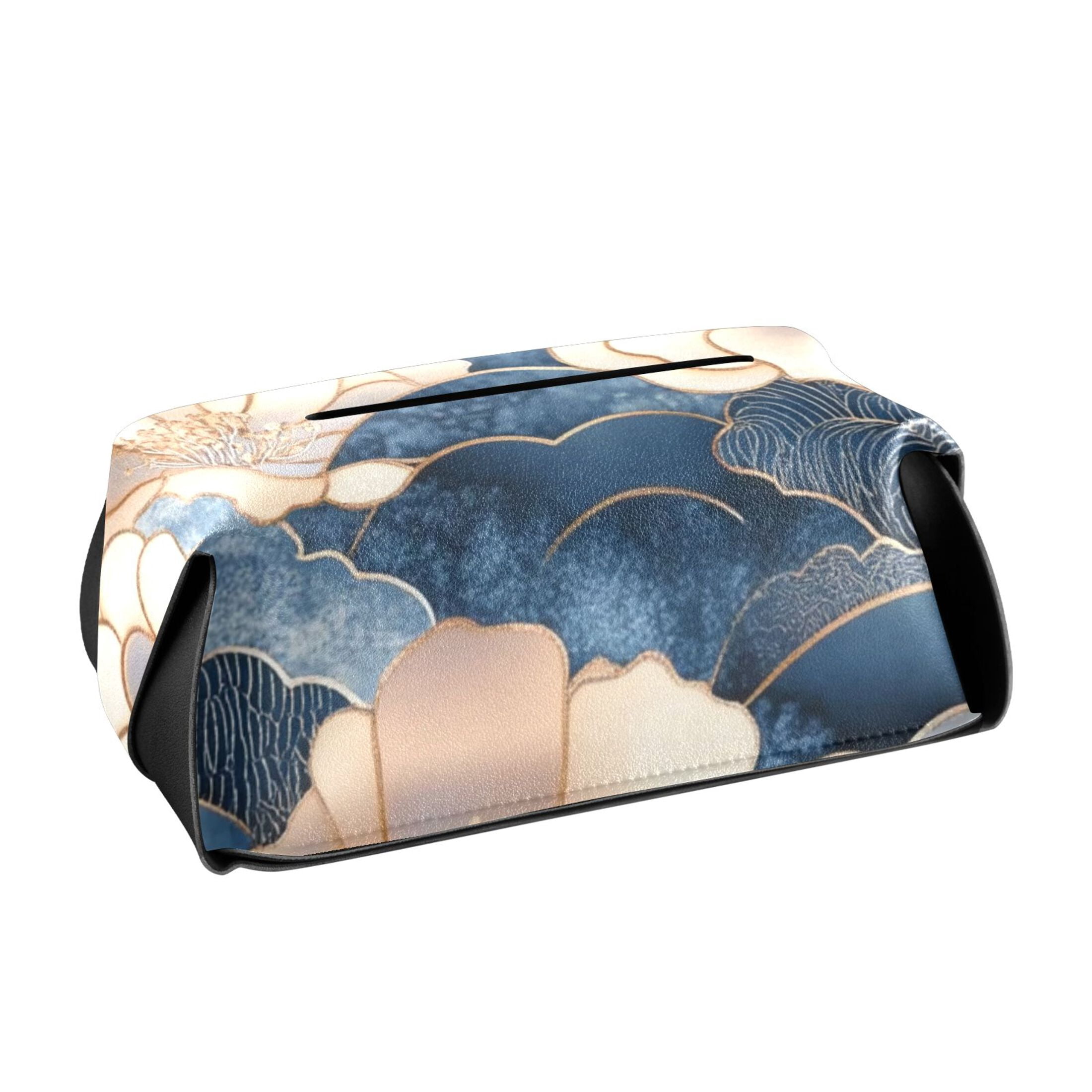 Blue Clouds and Flowers Tissue Box Cover Leather Square Rectangle ...