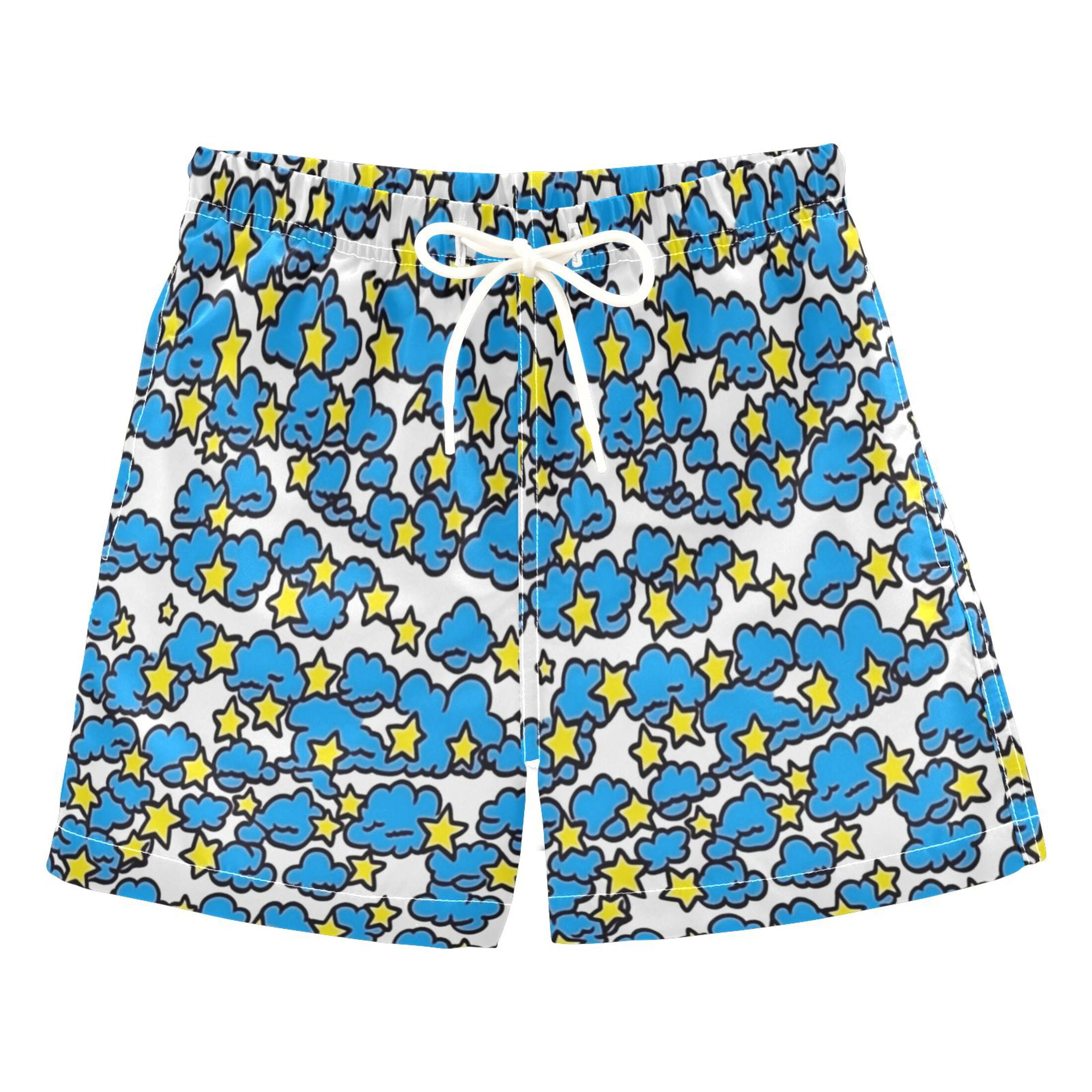 Blue Clouds and Stars Boys' Swim Trunks Beach Pool Shorts Quick Dry ...