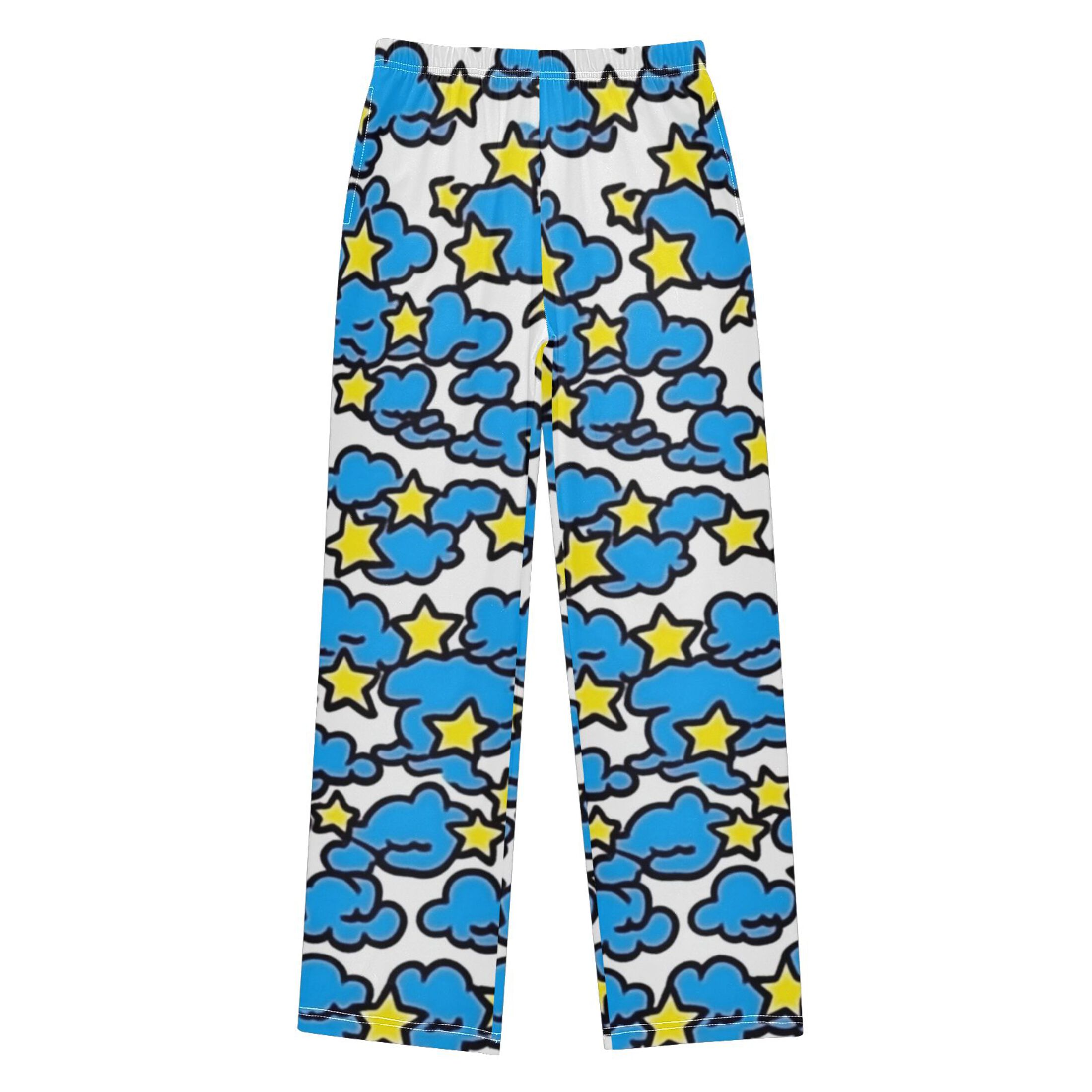Blue Clouds and Stars Pajama Pants Soft Lightweight Lounge Pants ...